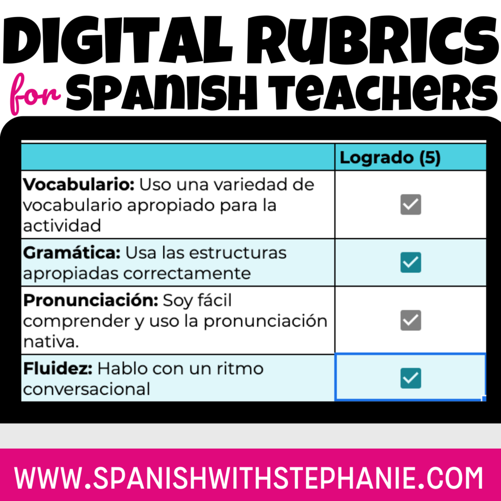 How to use digital oral presentation rubrics - Spanish with Stephanie